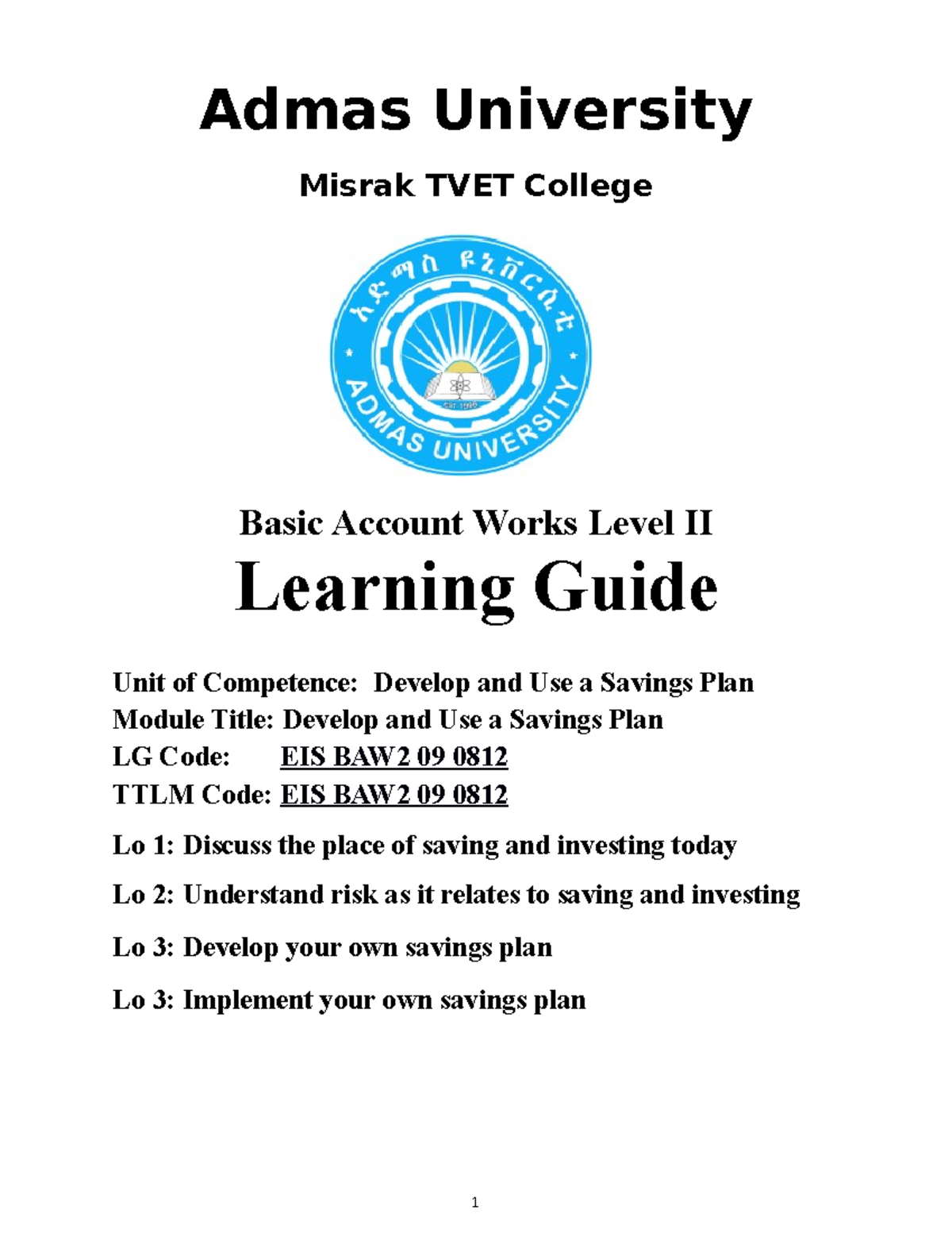 Develop and Use a Savings Plan - Elements Performance Criteria Discuss ...