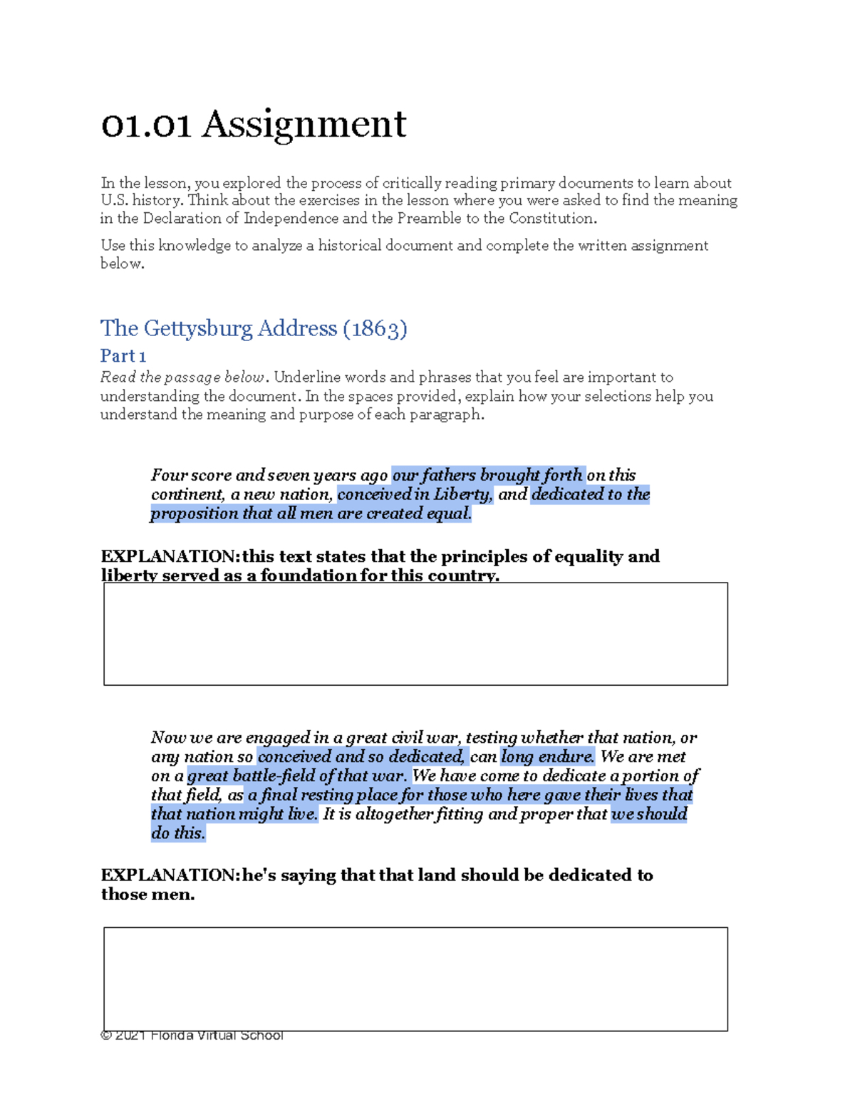 0101 assignment template - 01 Assignment In the lesson, you explored the process of critically ...