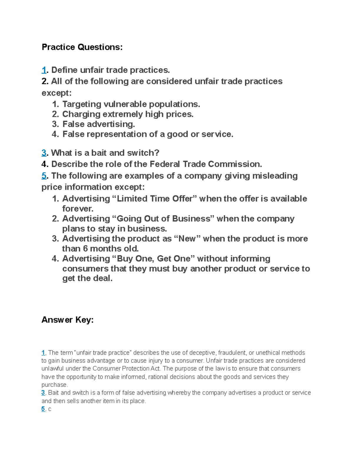 BUS203 Chpt 12 - Practice Questions & Answer Key Guide - Studocu