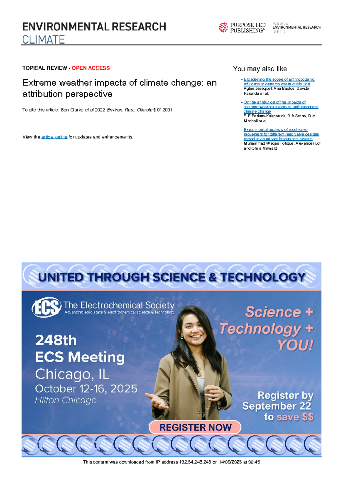 Extreme Weather & Climate Change: An Attribution Perspective (ENVRES ...