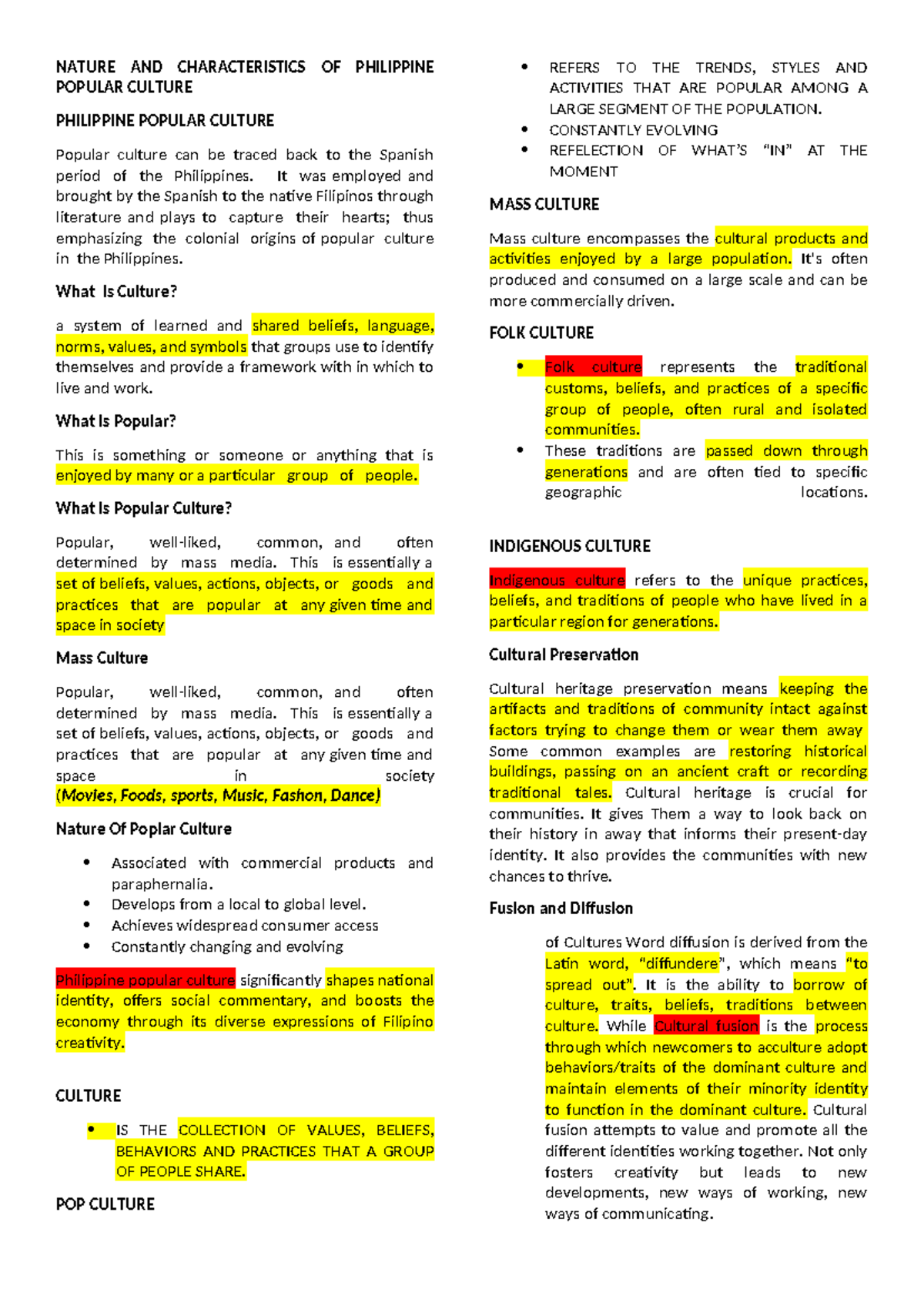 PPC- Reviewer: Nature and Characteristics of Philippine Popular Culture ...