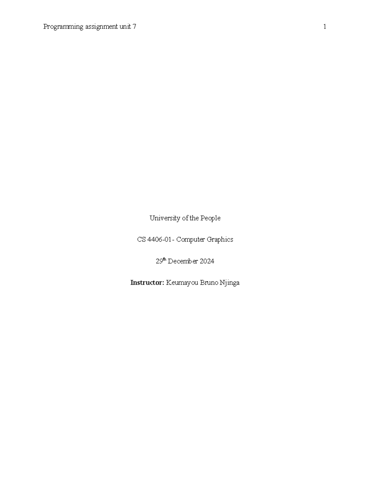 CS 4406-01 Final Programming Assignment Unit 7: 3D Scene with WebGL - Studocu