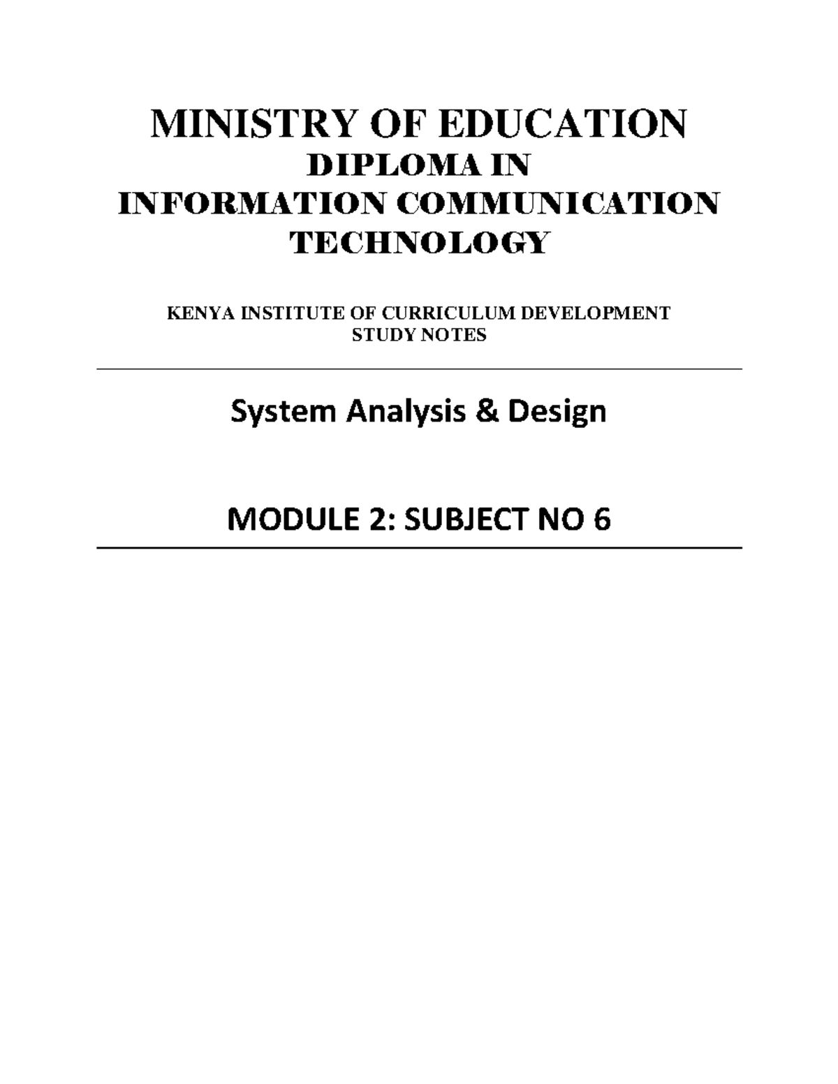 System Analysis & Design Study Notes (ICT Diploma Module 2) - Studocu