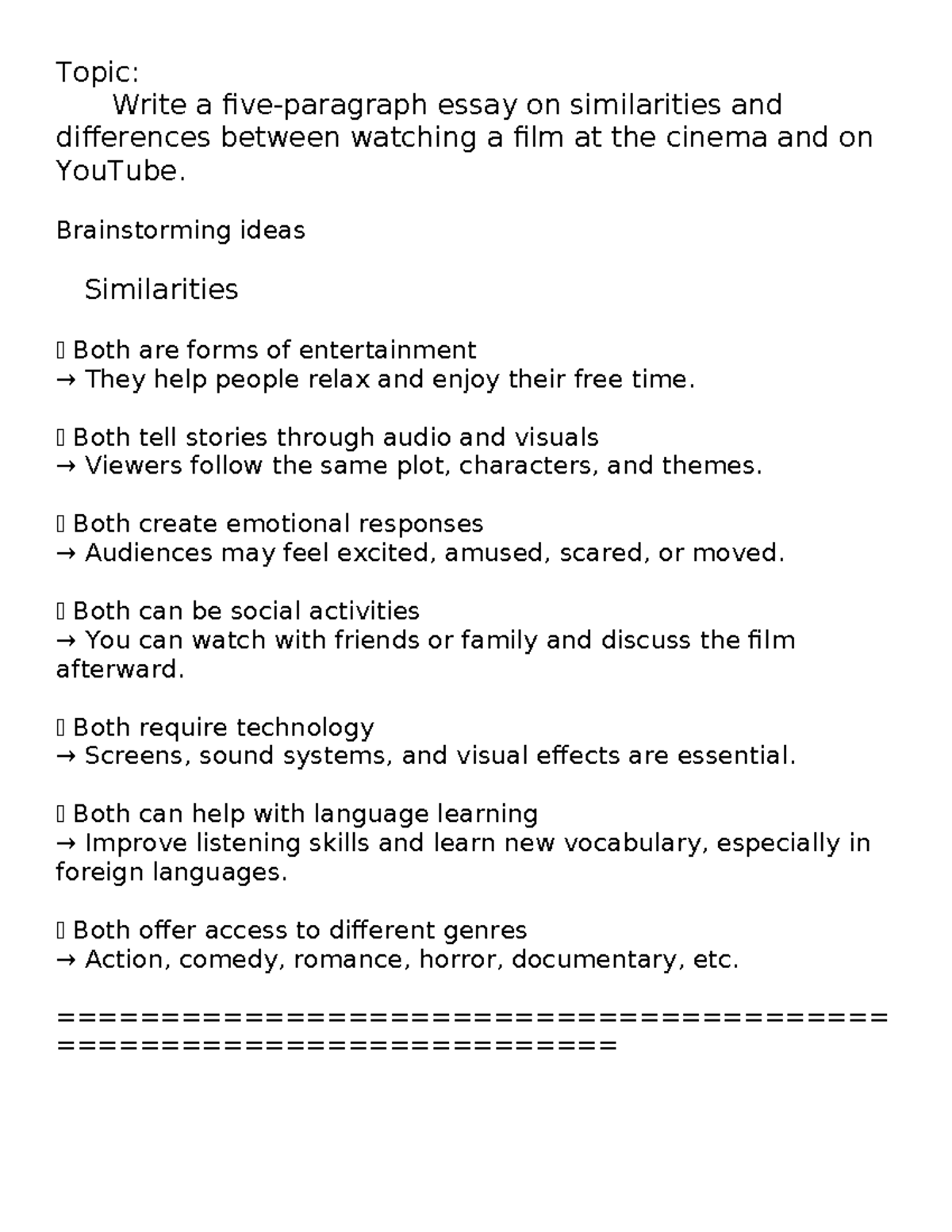 Writing Similarities & Differences Essays - rkml34jto - Studocu