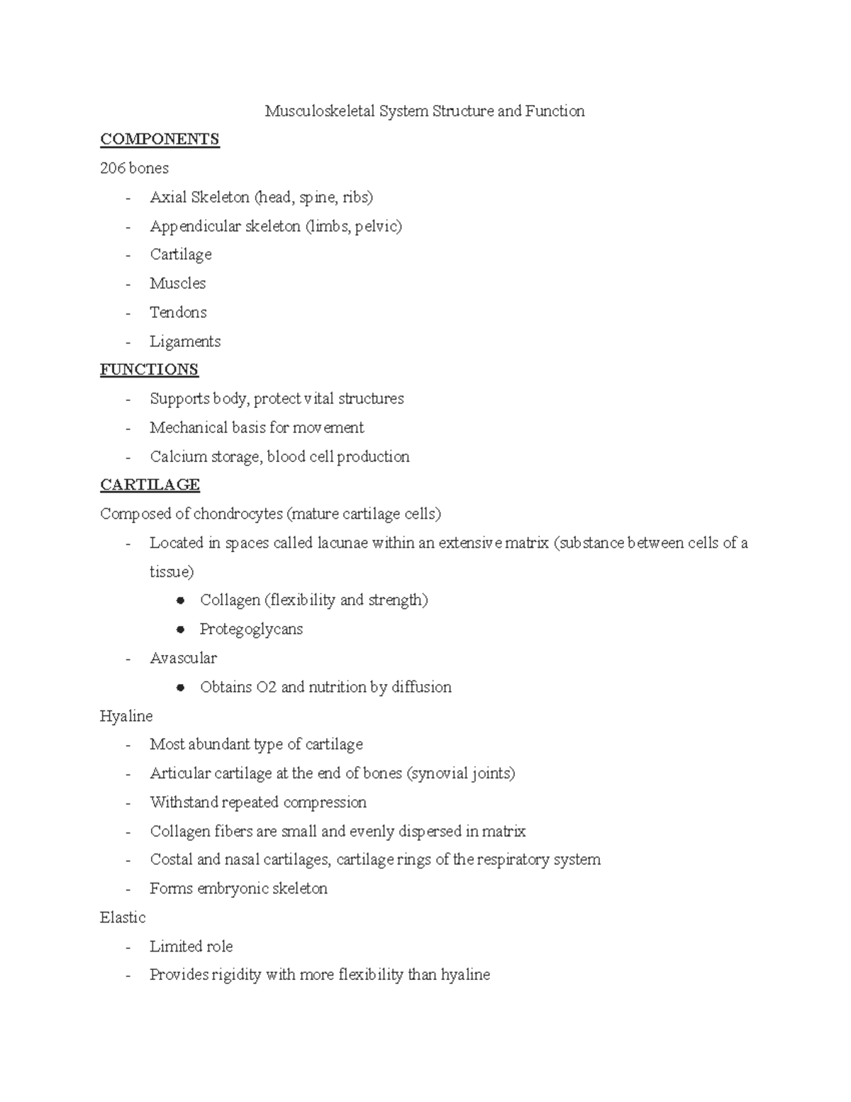 Musculoskeletal System: Structure & Function Overview (COMPONENTS ...