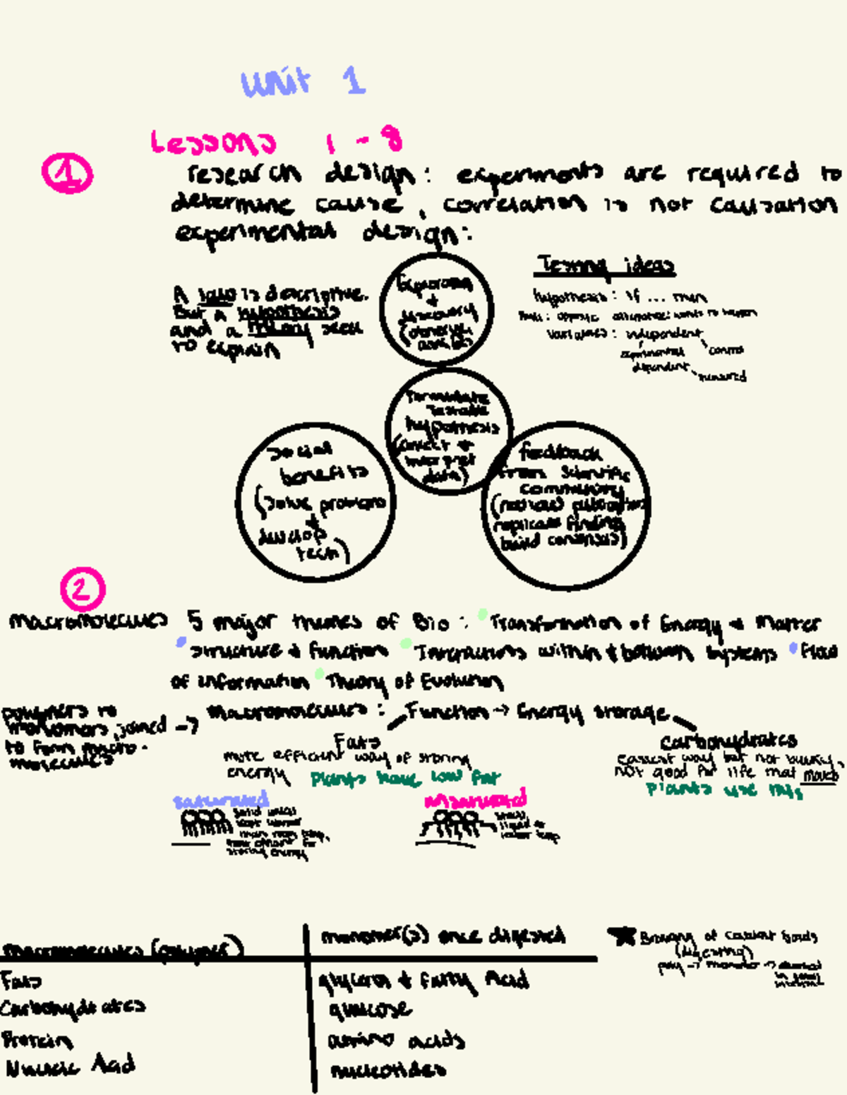 Unit 1 & Unit 2 - Biology Concepts: Mitosis, Meiosis, Cellular ...