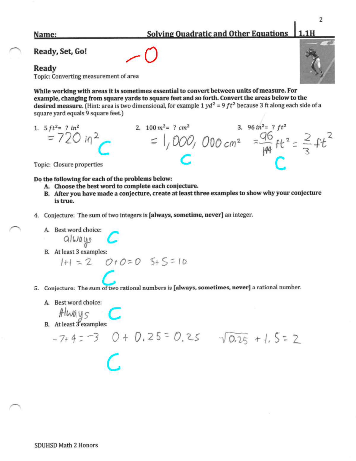 Math 2 Honors: Solving Quadratic & Linear Equations - Homework - Studocu