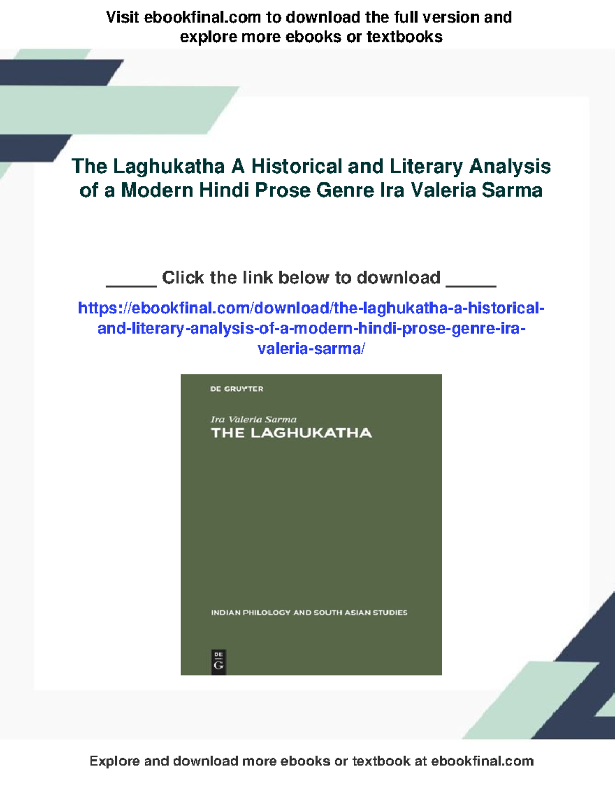 The Laghukatha: A Historical & Literary Analysis (Course Code: 65198 ...