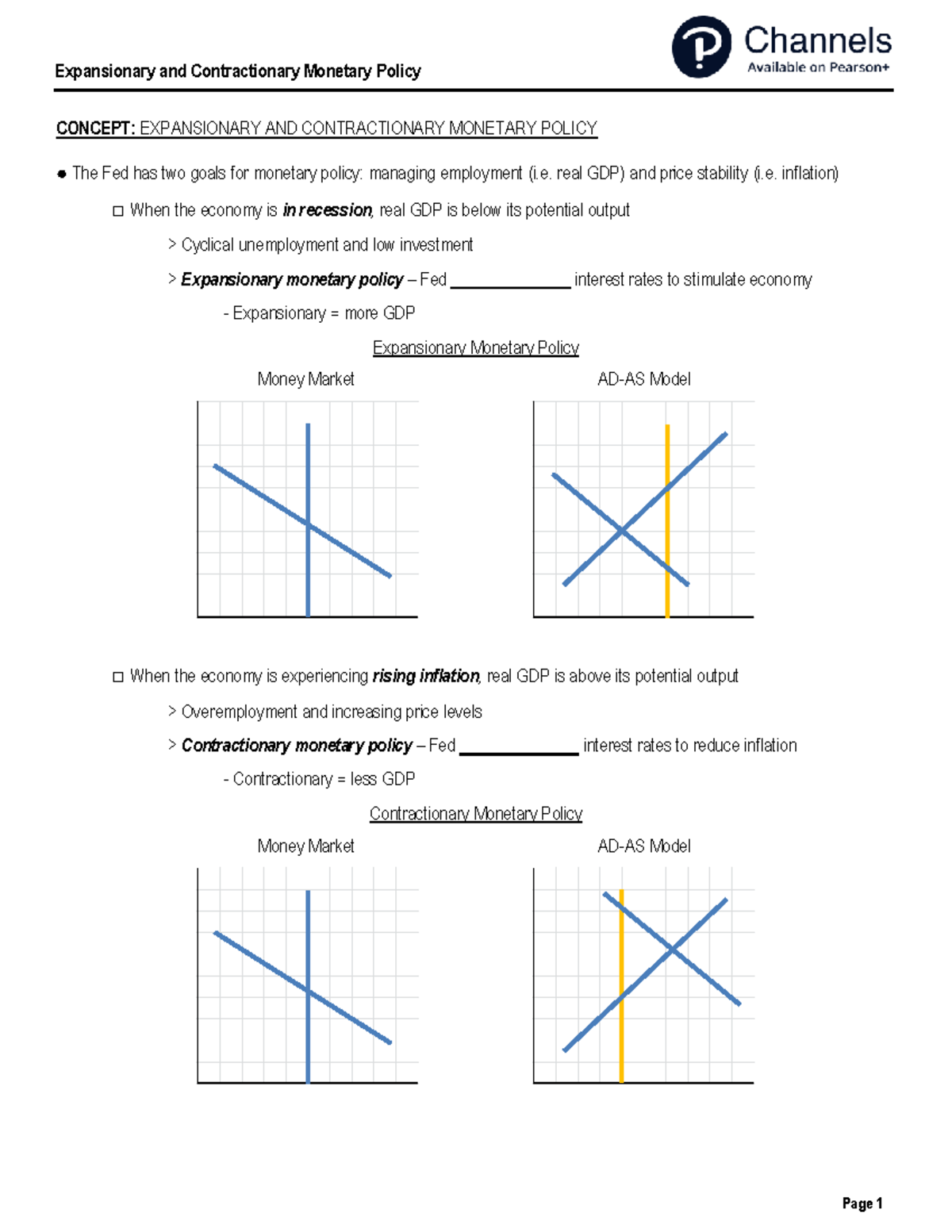 Expansionary and Contractionary Monetary Policy Worksheet - Studocu