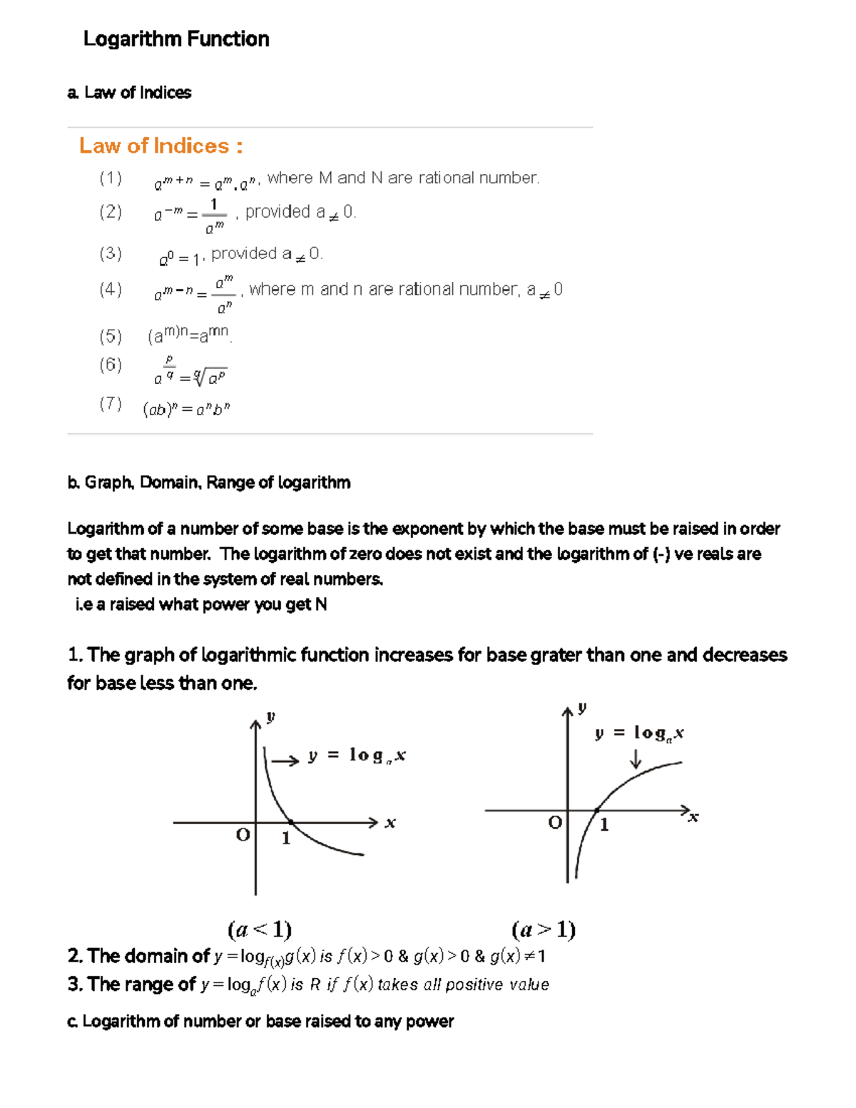 Logarithm Formula Sheet Overview for Math Concepts - Studocu