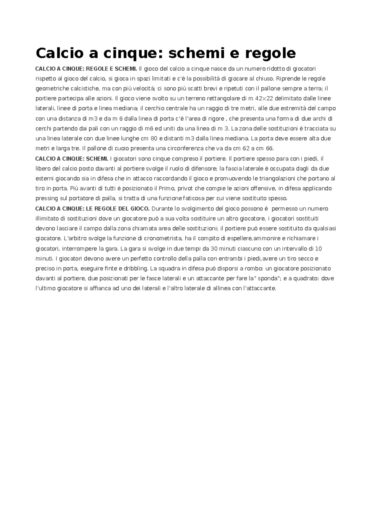 Regole e Schemi del Calcio a Cinque: Guida Completa CALCIO A CINQUE ...
