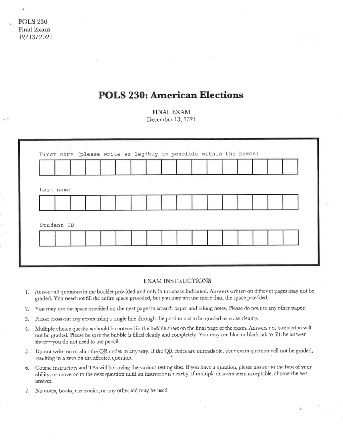 POLS 230 Final Exam Review: American Elections Insights - Studocu