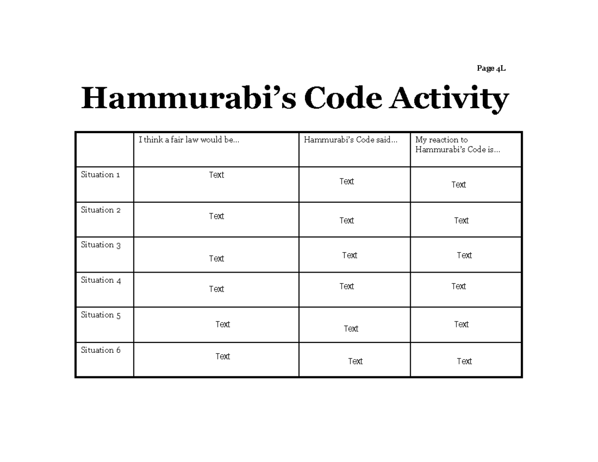 Hammurabi's Code Responses (2) - SD-123 - Hammurabi’s Code Activity ...
