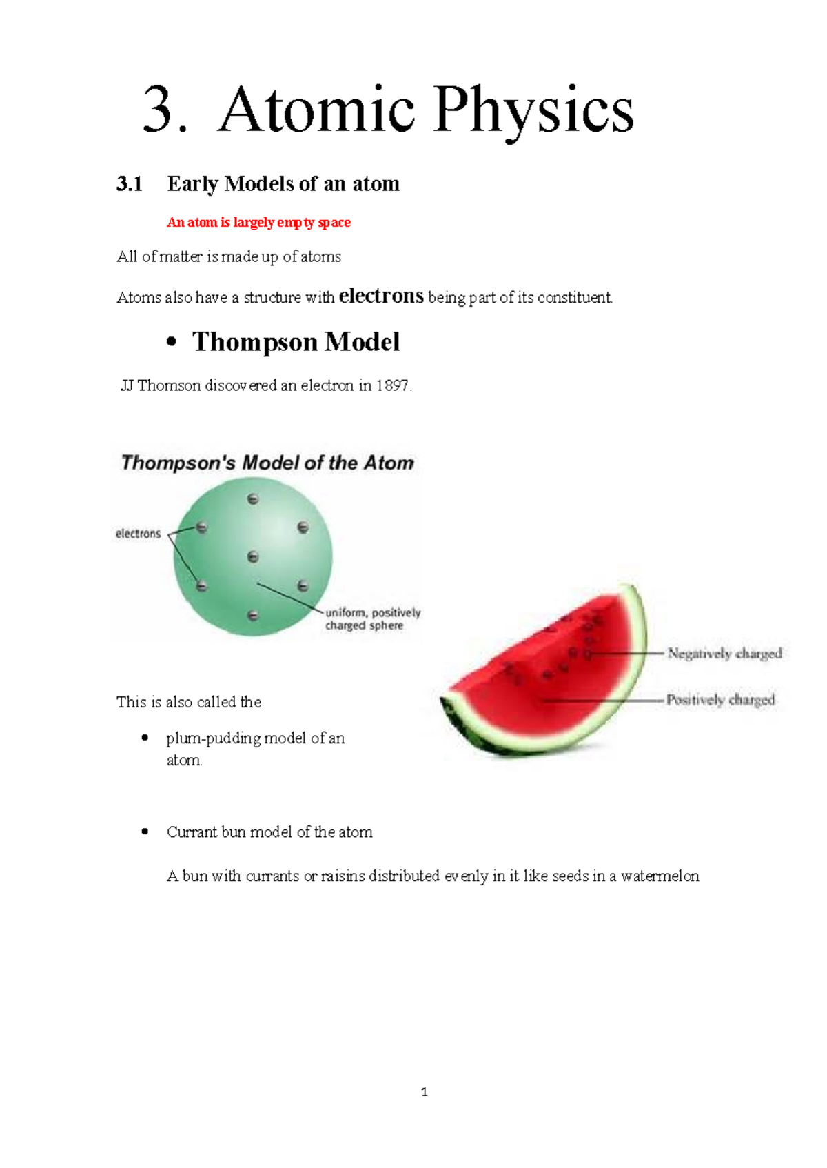 Lecture 9N SPHB021 - Early Models of Atomic Physics and Spectra - Studocu
