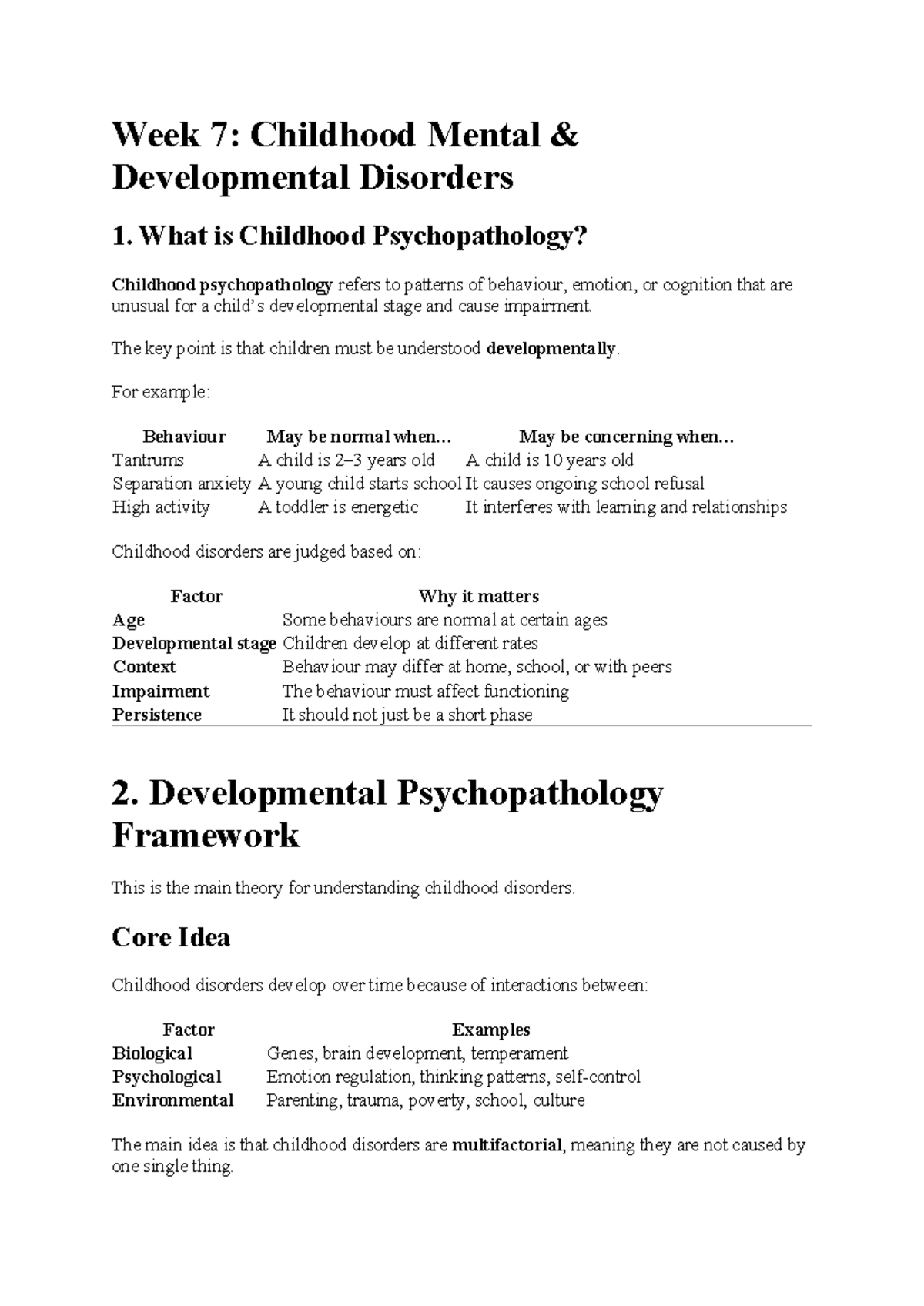 L7: Understanding Childhood Mental and Developmental Disorders - Studocu