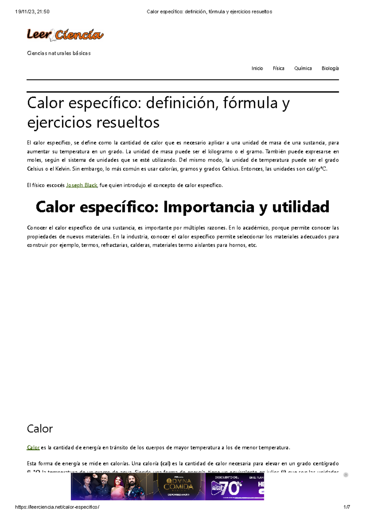Calor específico: Definición, Fórmula y Ejercicios Resueltos en ...