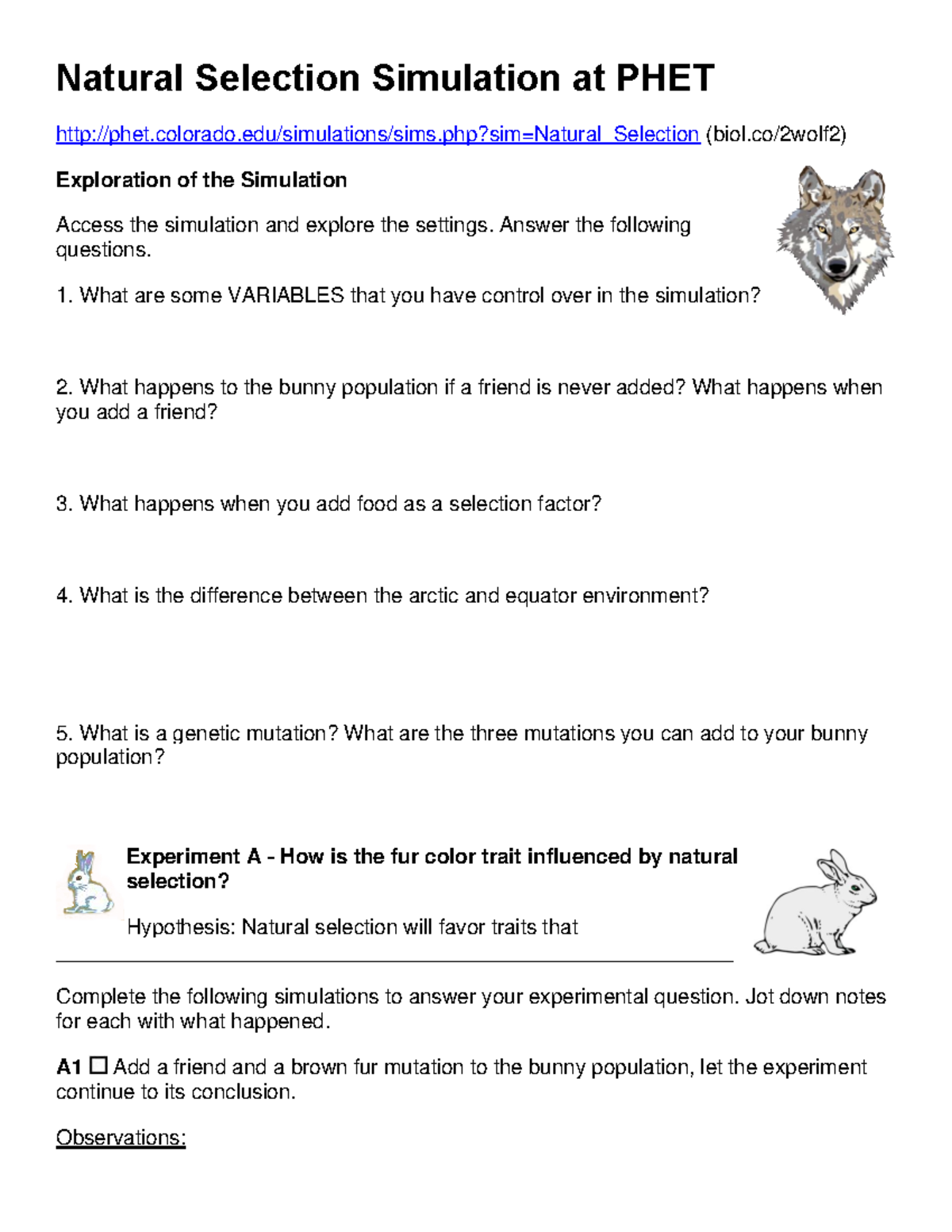 U8 Natural Selection Simulation Exploration & Observations - Studocu