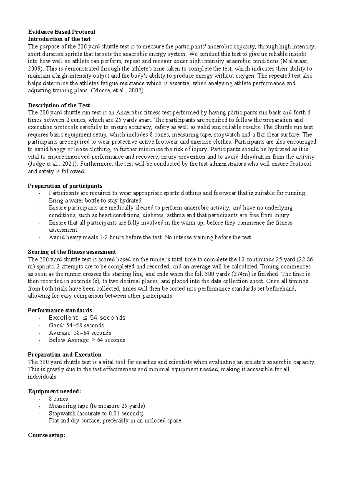 S&C AT1 - 300 Yard Shuttle Test Protocol and Guidelines - Studocu