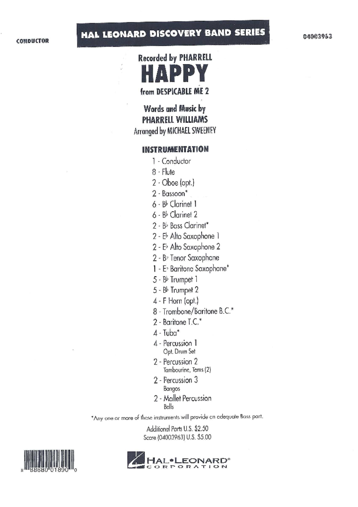 HAL LEONARD DISCOVERY BAND SERIES 04003963: Happy Arr. by Michael ...