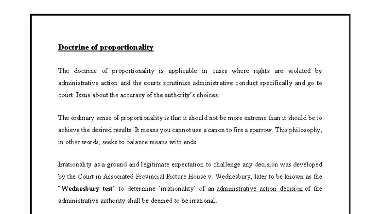 Doctrine of Proportionality and Legitimate Expectations in Law - Studocu