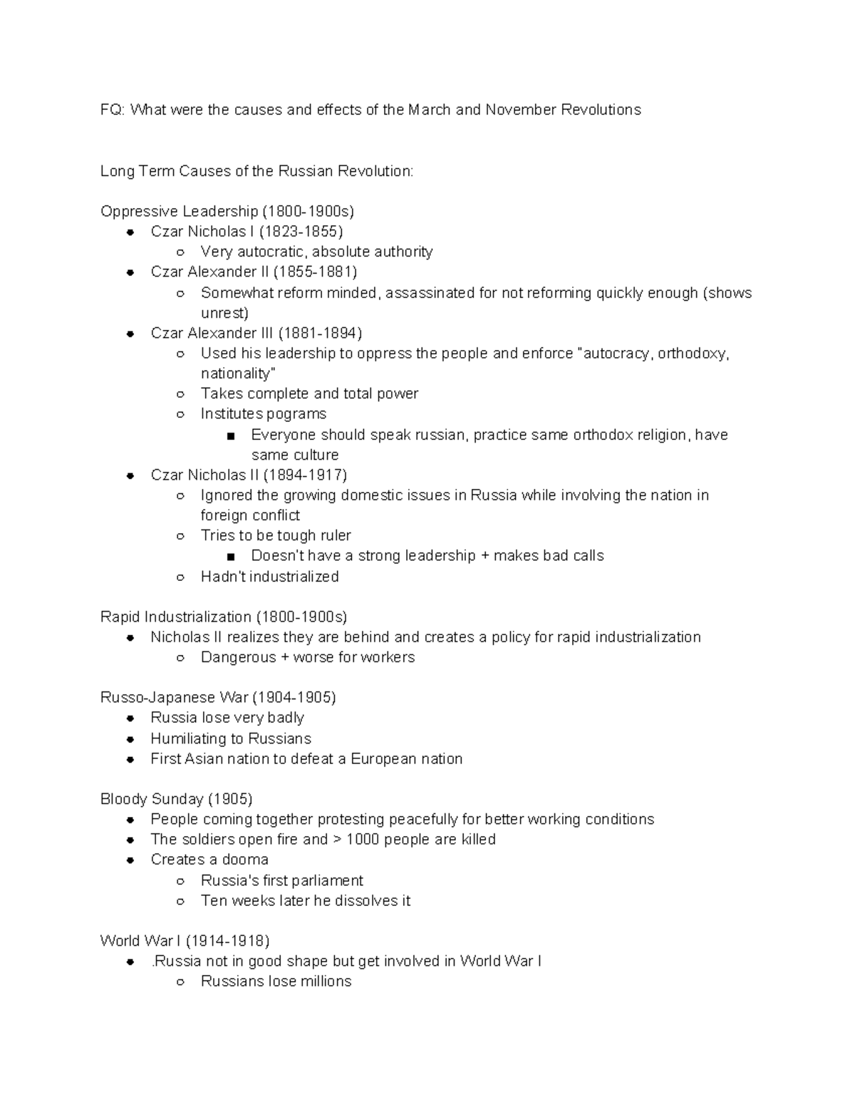Causes and Effects of the Russian Revolutions: A Detailed Overview - FQ ...