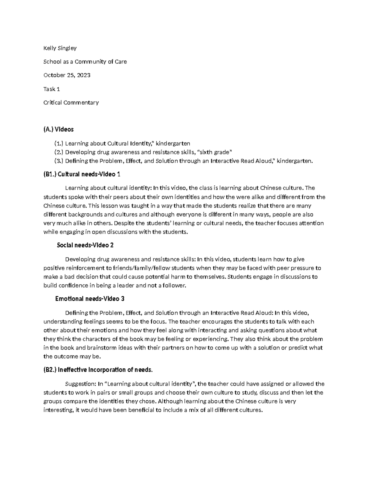 WGU Task 1 - Assessment 1: Community Care Commentary & Strategies - Studocu