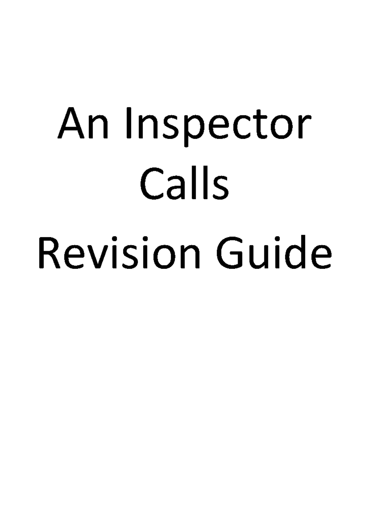 Booklet-AIC - hsjj - An Inspector Calls Revision Guide Contents 1. Plot summary 2. Characters 3 ...