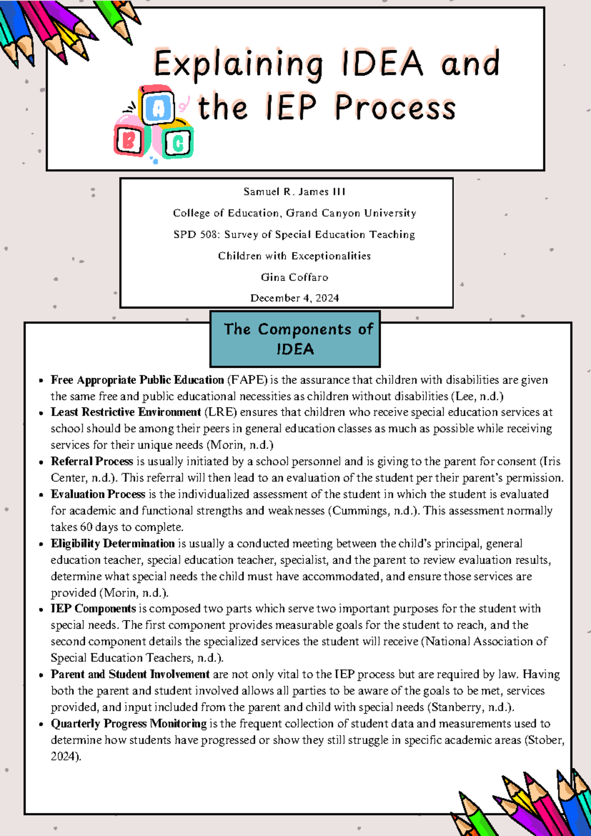 Explaining IDEA and the IEP Process- Sam James - Samuel R. James ...