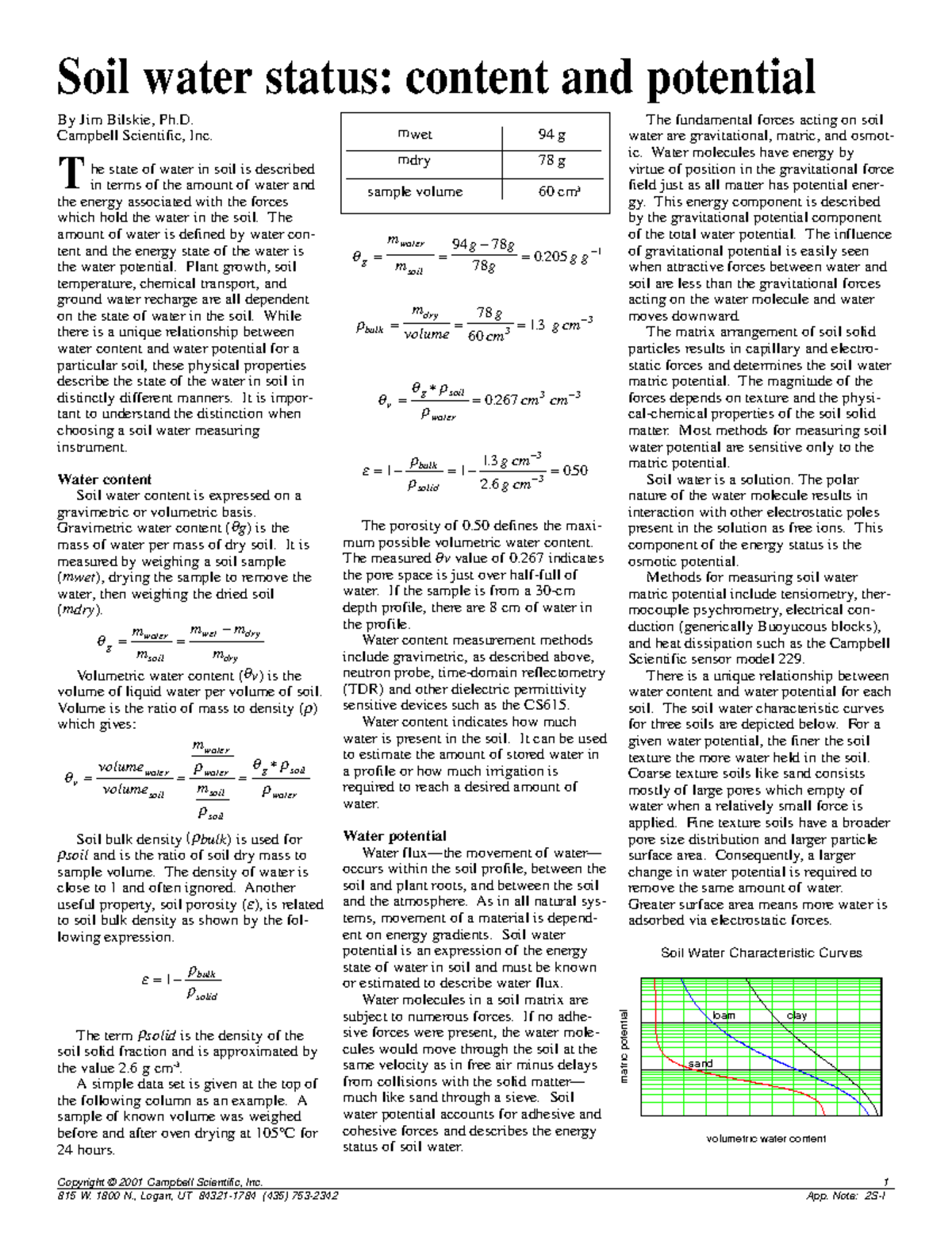 Soil calculations sheet formula - By Jim Bilskie, Ph. Campbell ...