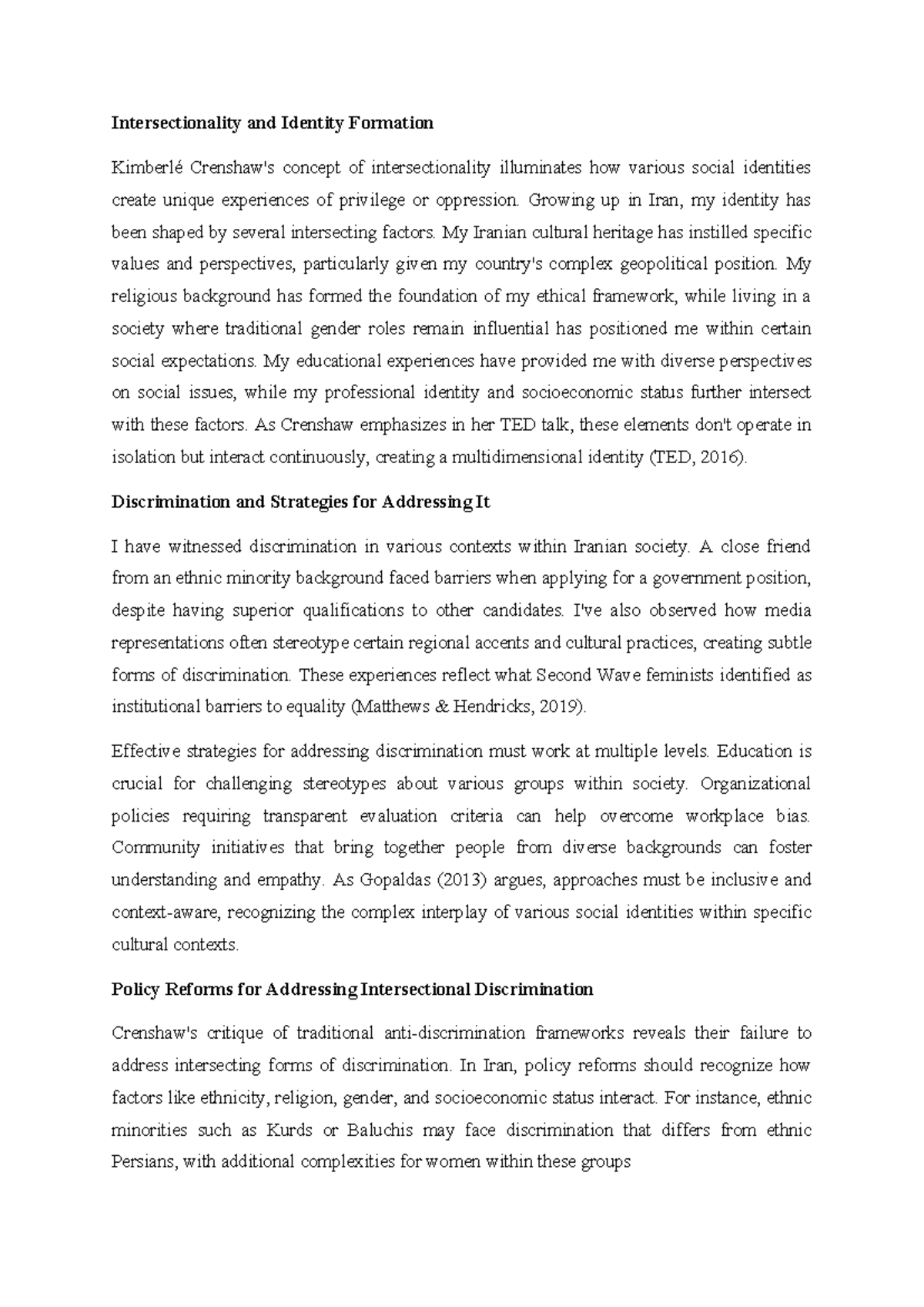Intersectionality and Identity Formation: Insights from Unit 7 ...