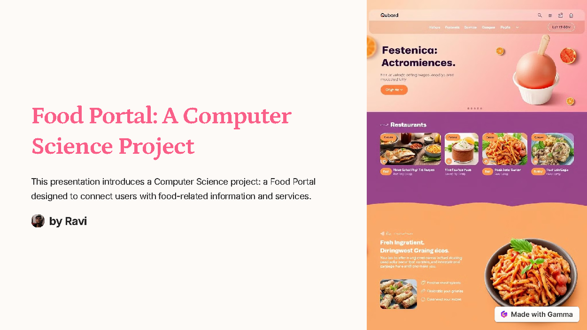 CS Project: Food Portal Overview and Technical Approach - Studocu