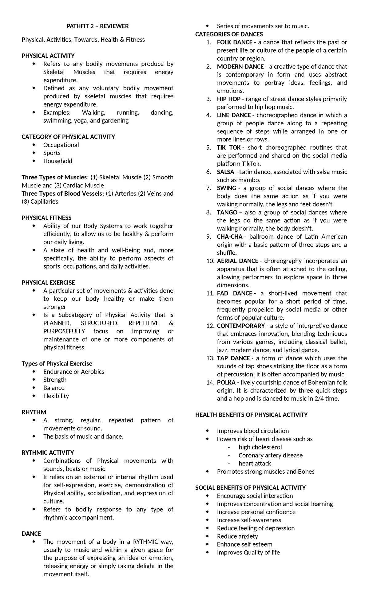 Pathfit 2 - Comprehensive Physical Activity Reviewer Guide - Studocu