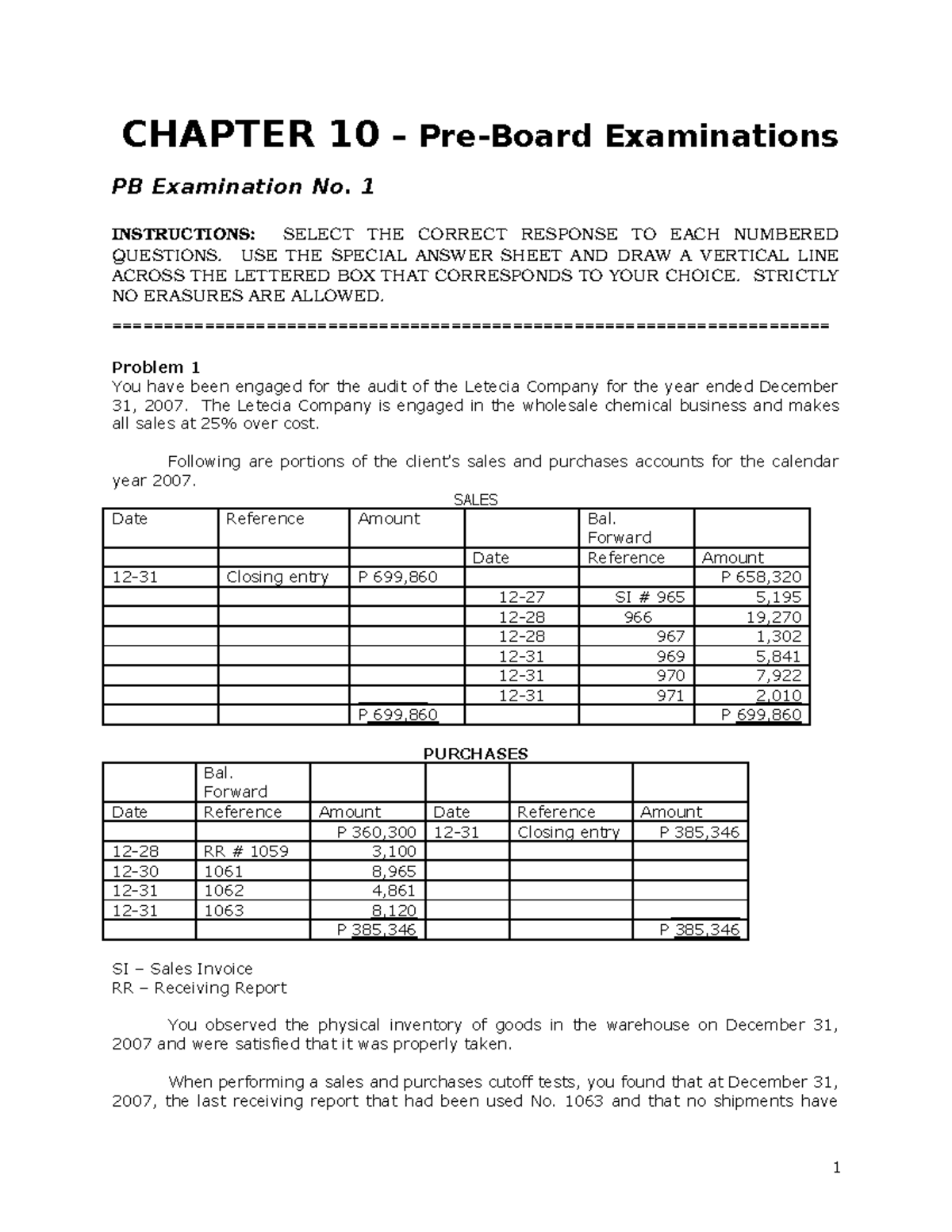 Chapter 10 - Pre-Board Exam Review Questions and Solutions - Studocu