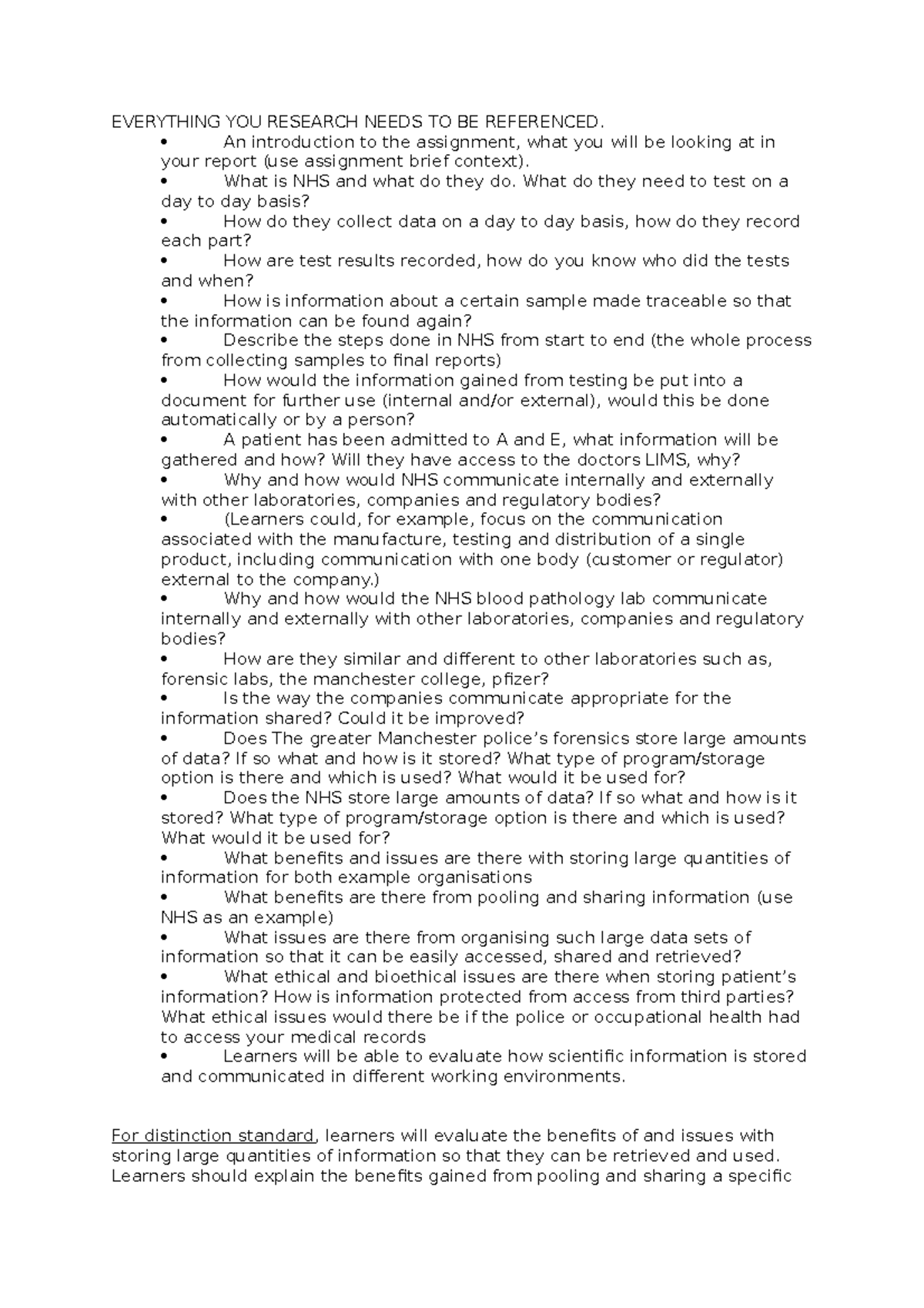 NHS Data Management & Communication Checklist for Unit 4d Analysis ...
