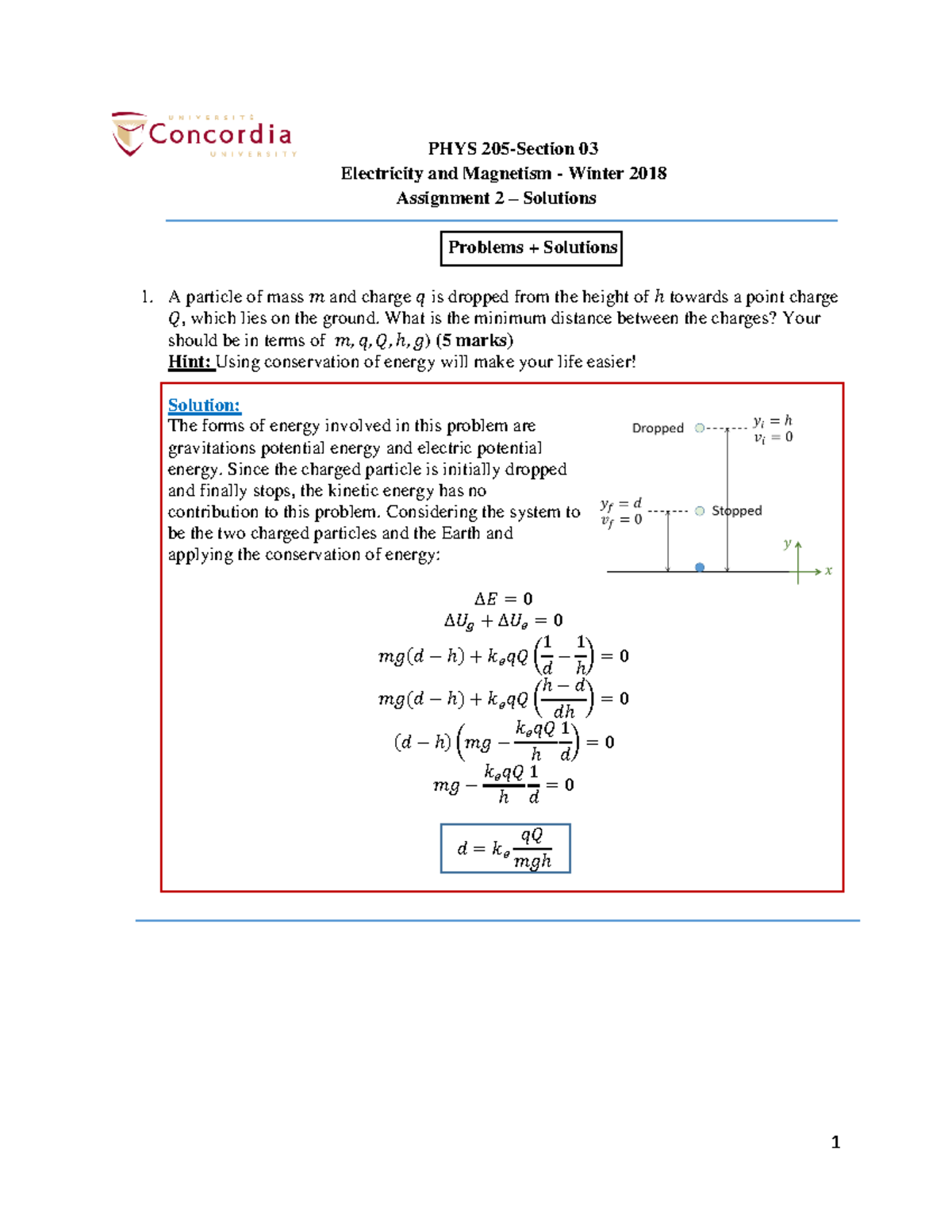 A2-Solutions - Exam/Practice - PHYS 205-Section 03 Electricity and Magnetism - Winter 2018 - Studocu