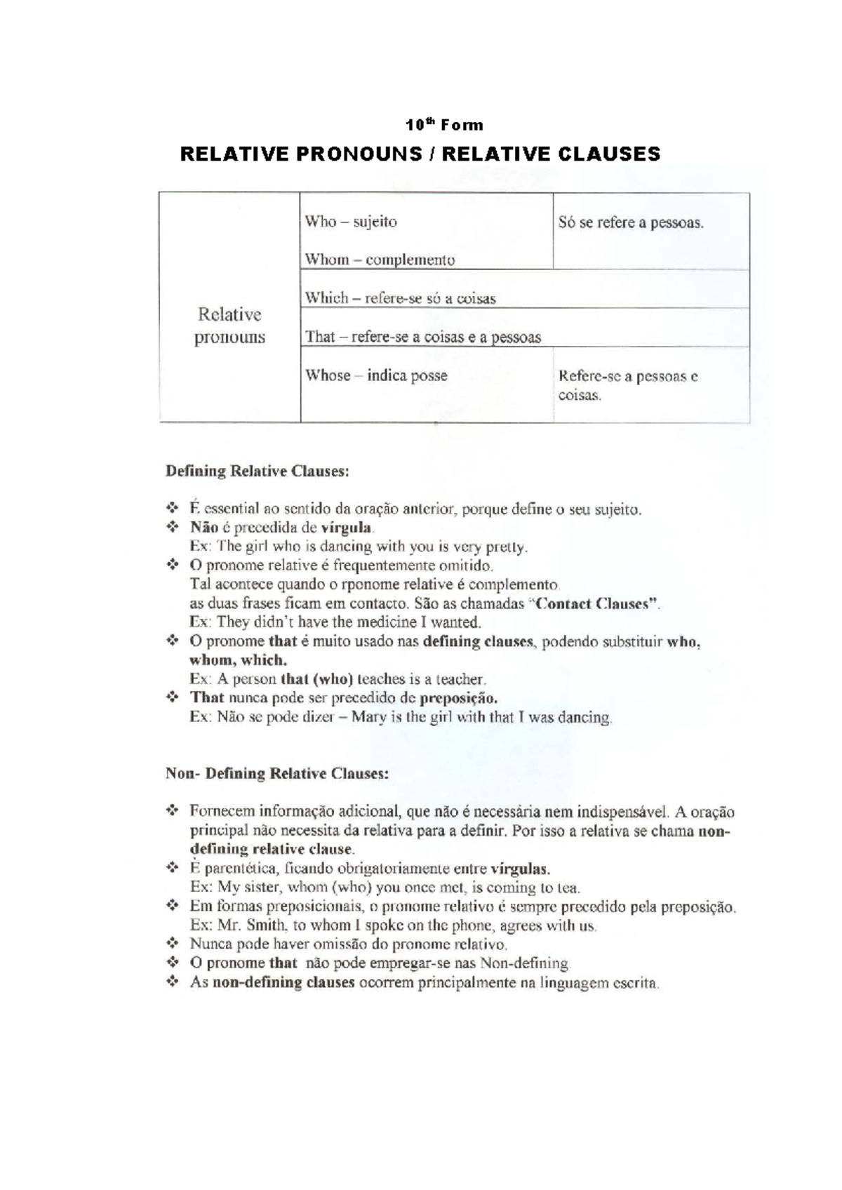 10th Grade Relative Pronouns & Clauses Exercises - Studocu