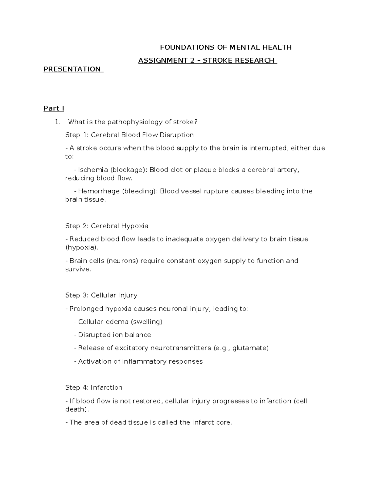 Foundations of Mental Health: Stroke Research Presentation (MH101 ...