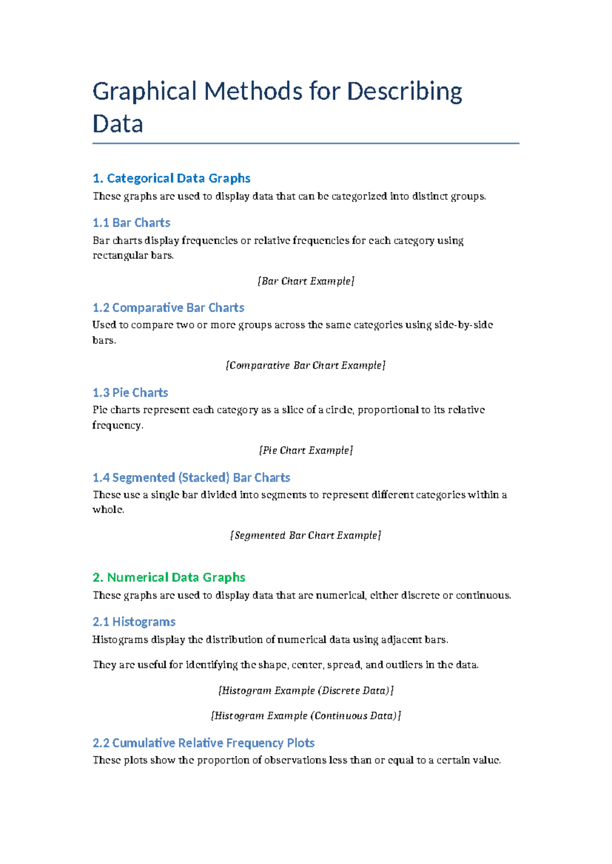 Graphical Methods for Describing Data: Summary Notes - Studocu