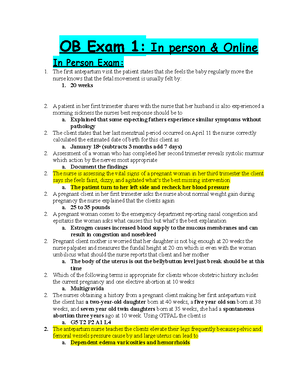 EXAM 1&2 OB - REVIEW & EXAM - EXAM 1 During the first prenatal visit ...