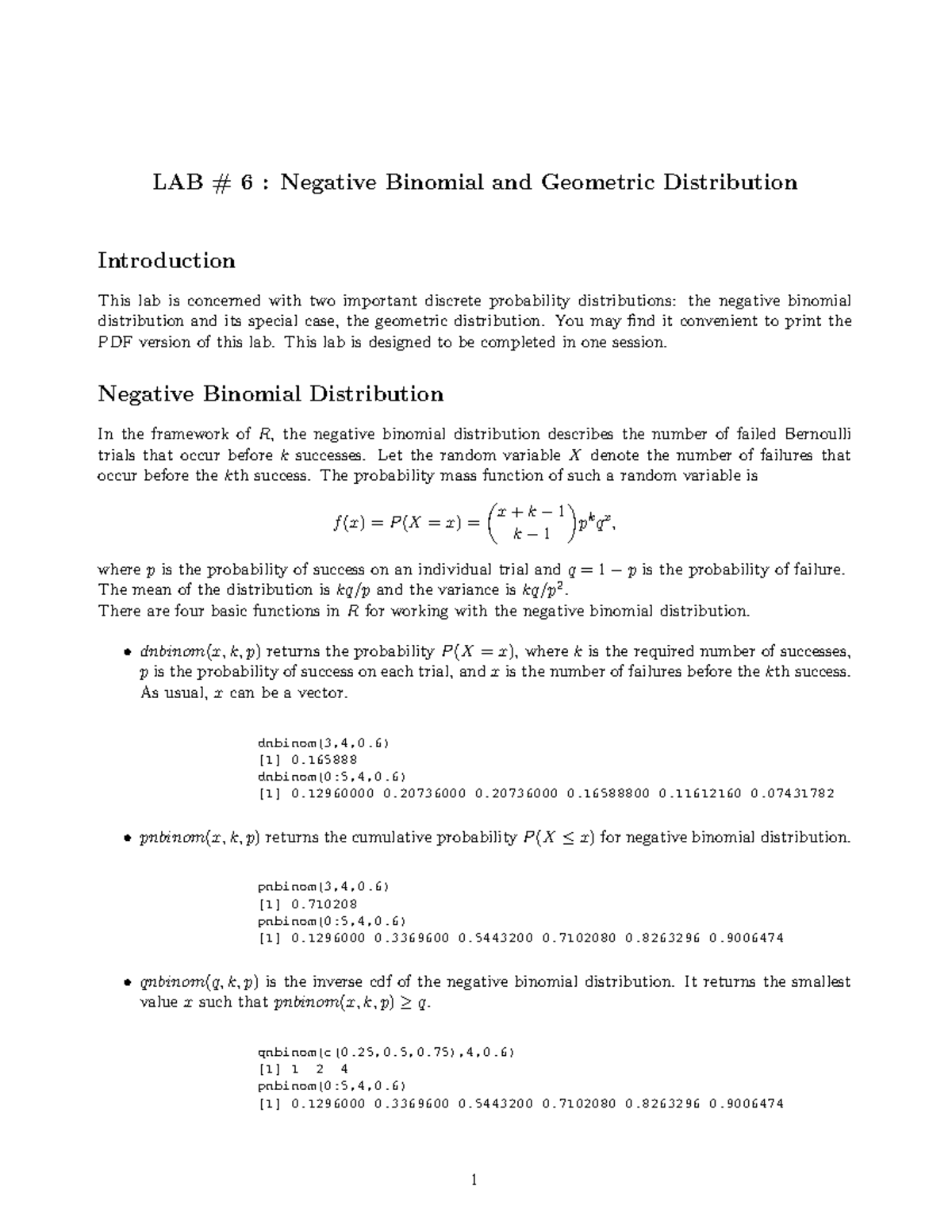 LAB 6: Introduction to Negative Binomial & Geometric Distributions ...