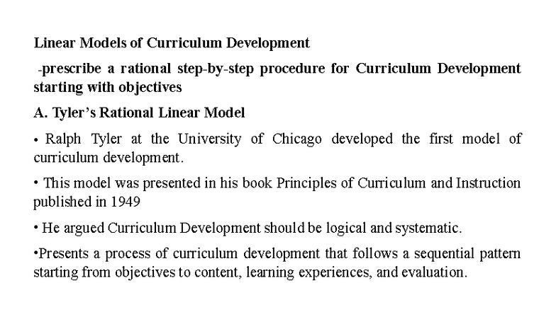 Curriculum Models Overview: A Study of Linear and Rational Approaches ...