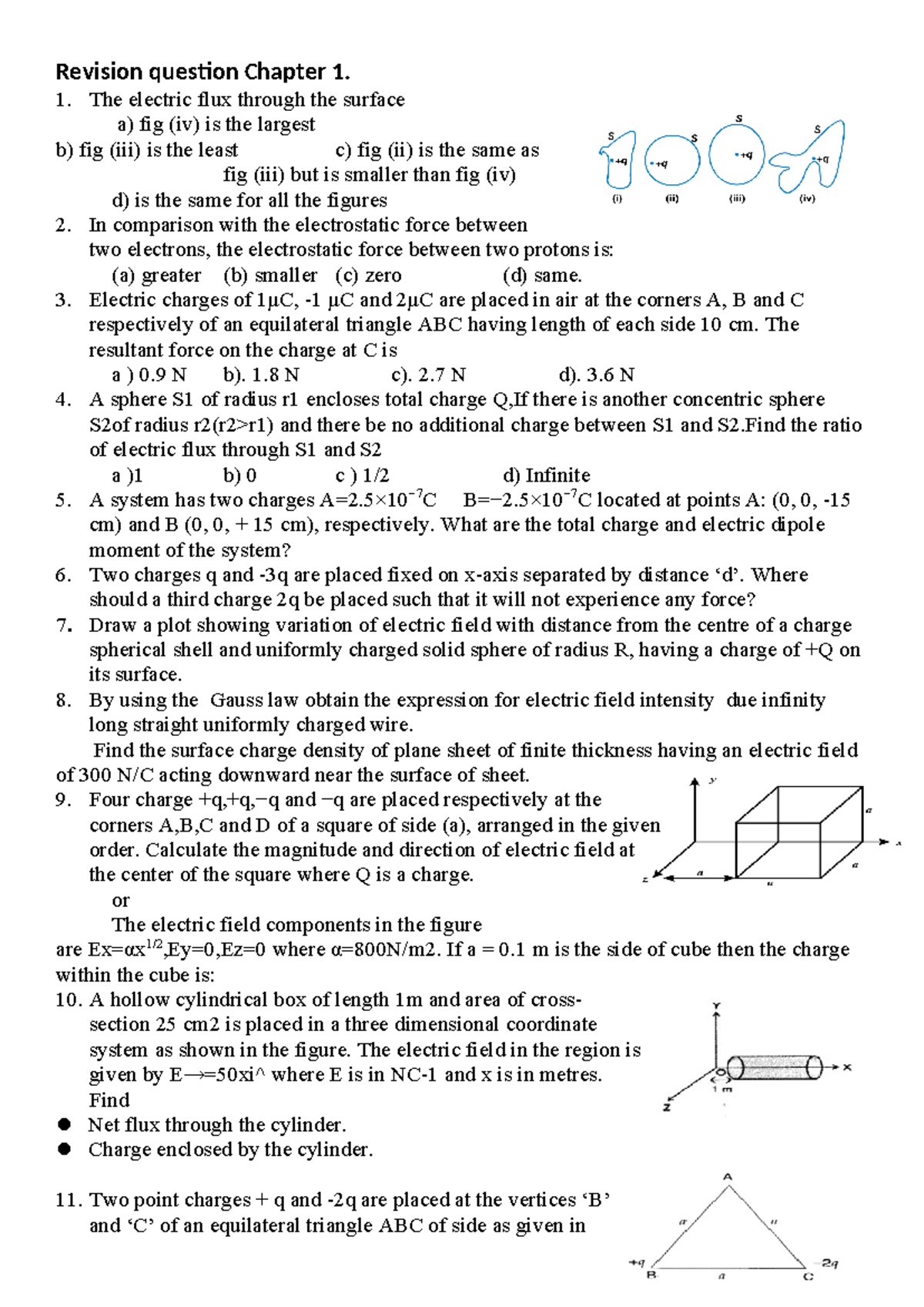 Revision Questions for Chapter 1 - Physics 101 - Studocu
