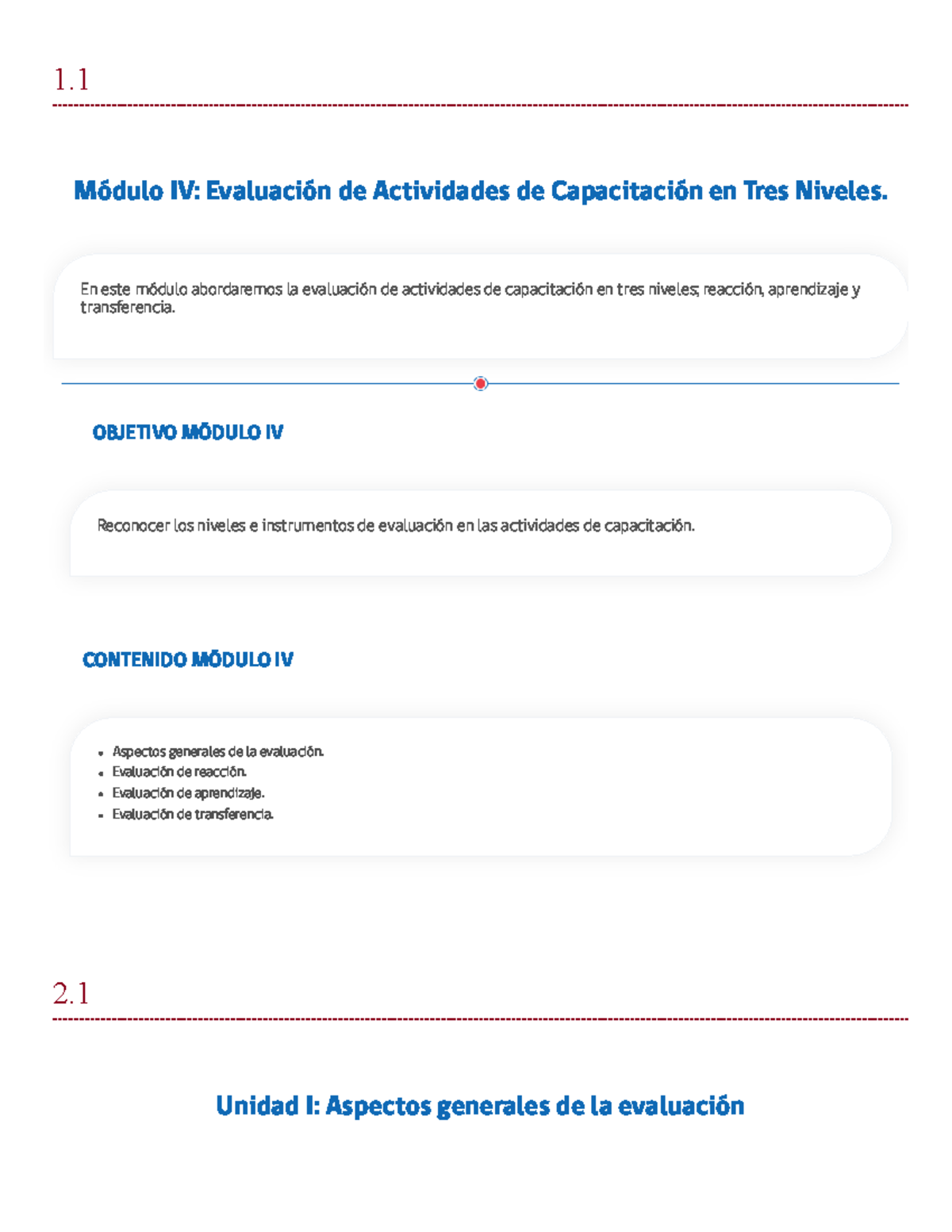 Módulo IV: Evaluación de Actividades de Capacitación en 3 Niveles - Studocu