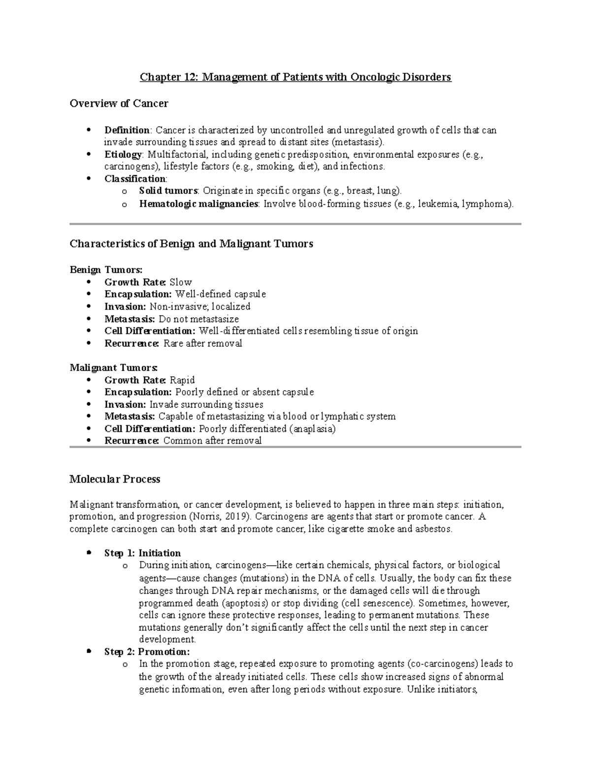 Hinkle Chapter 12: Overview of Cancer Management and Treatment ...