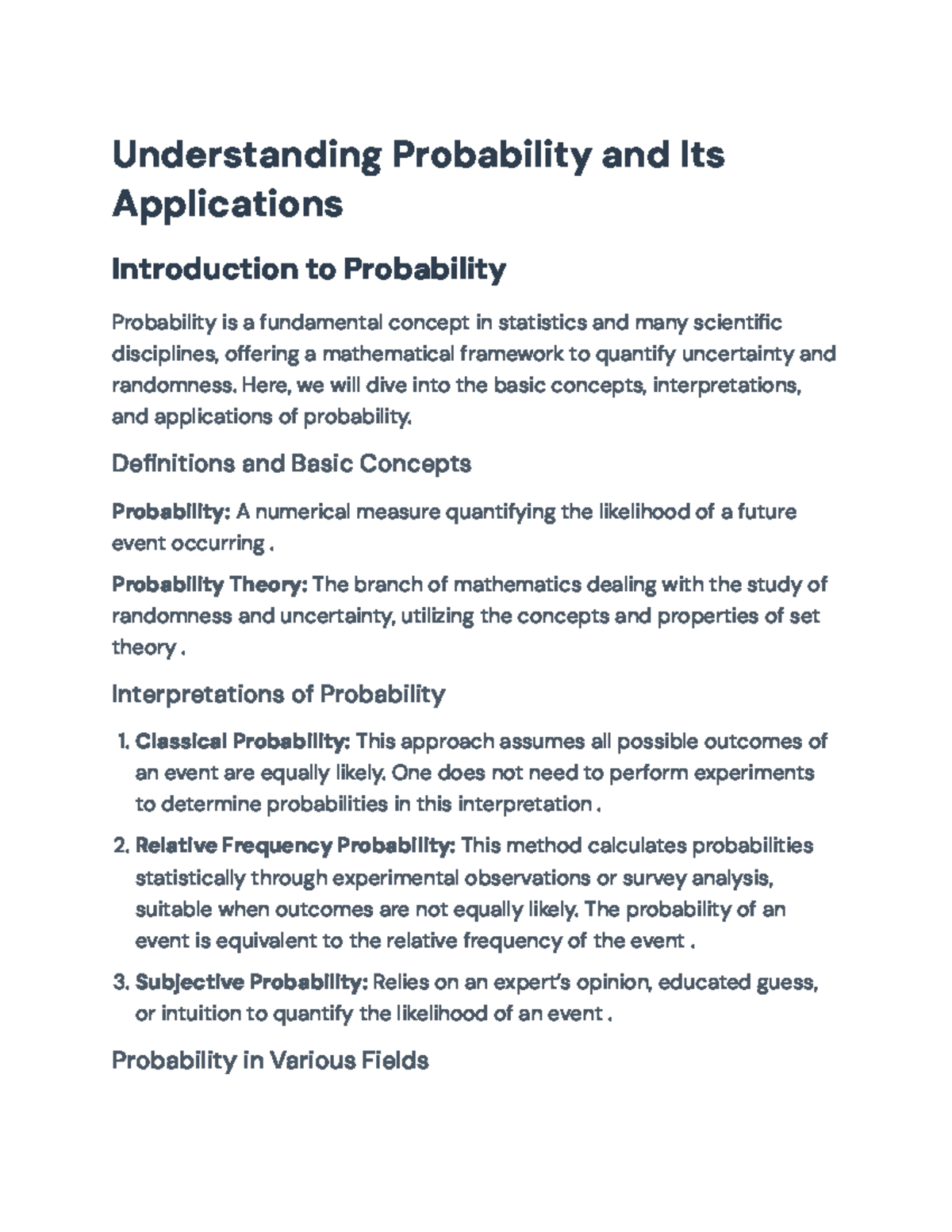 Understanding Probability: Concepts and Applications in Science ...