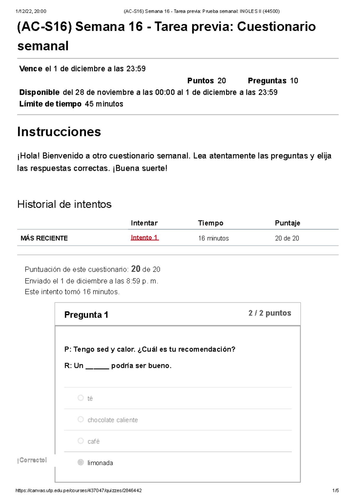 (AC-S16) Semana 16 - Tarea previa Prueba semanal Ingles II (44500) - (AC-S16) Semana 16 - Tarea ...