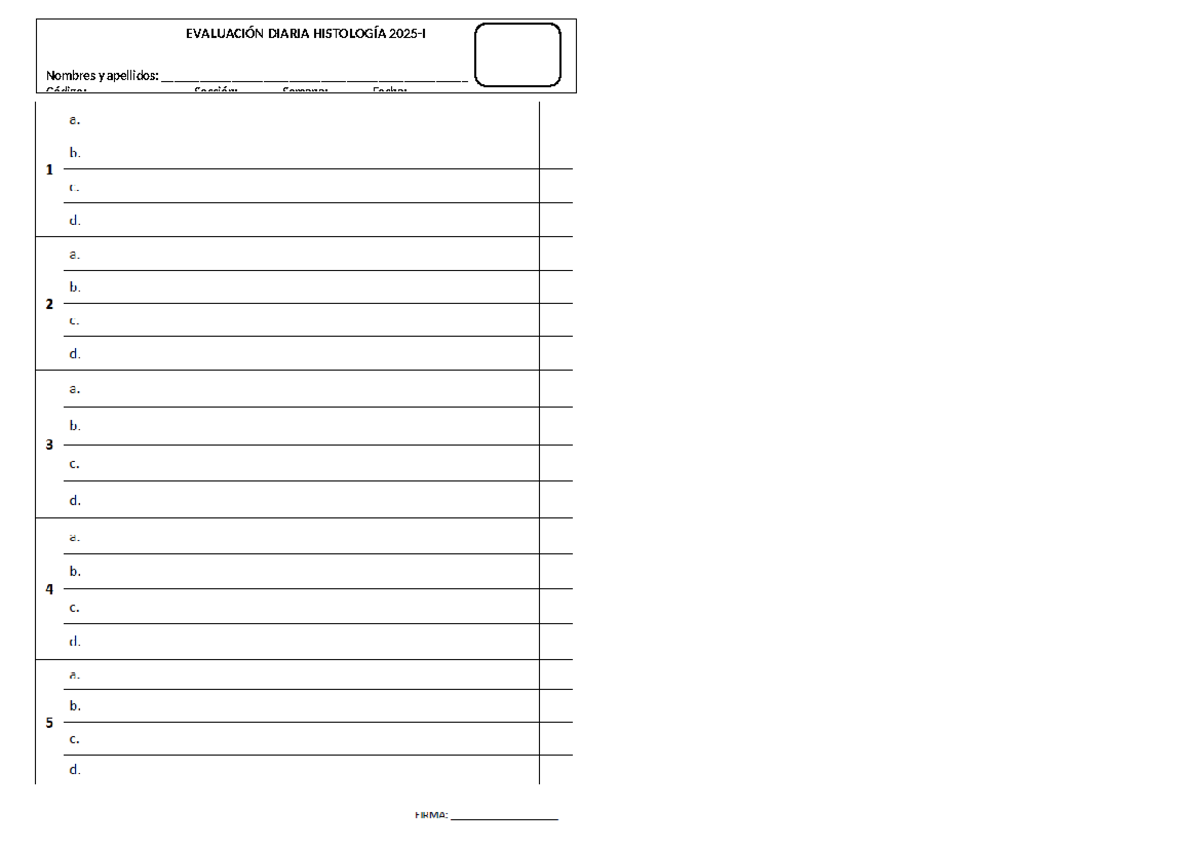 EV Diaria Histología - hfhfh - Biologia General - EVALUACIÓN DIARIA ...