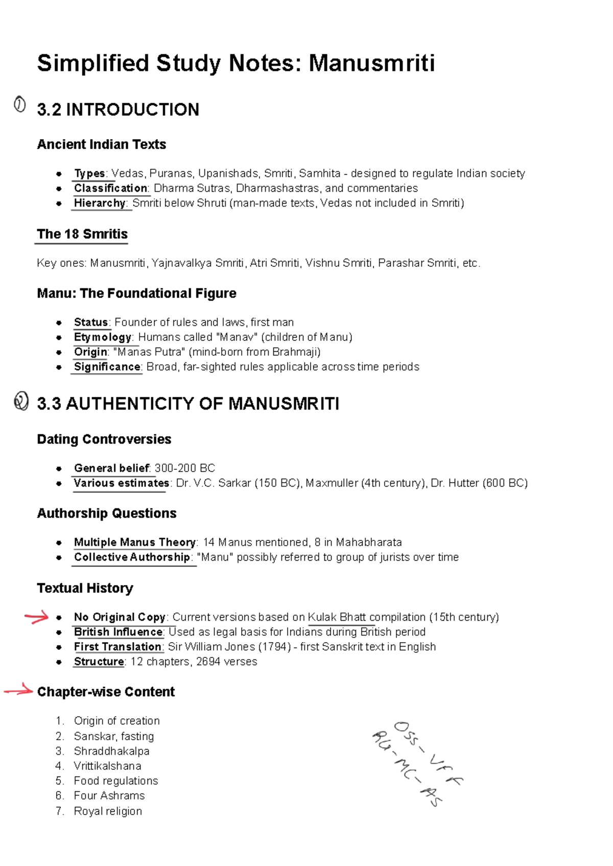 POL SC 3: Manusmriti Study Notes on Ancient Indian Texts and Political ...