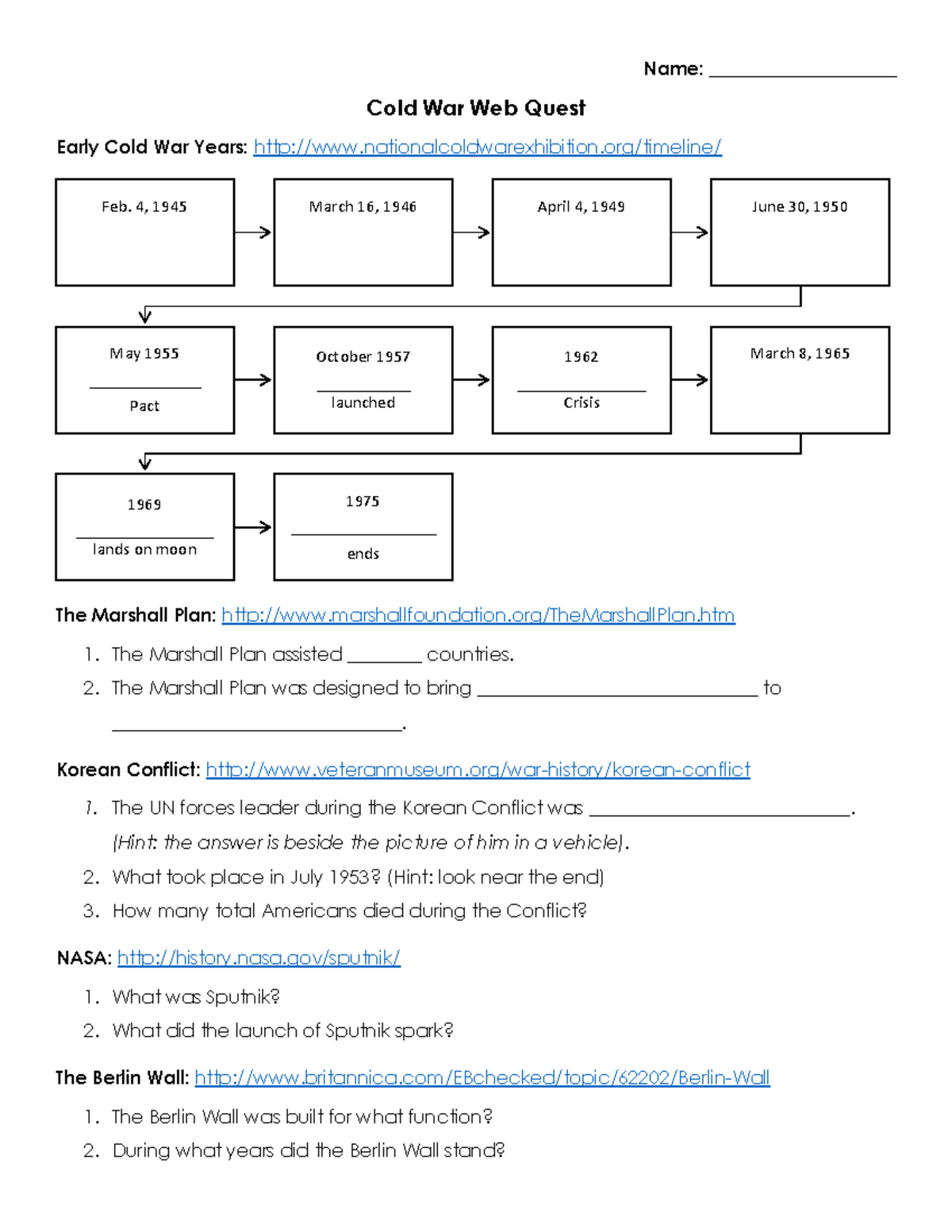 Cold War Webquest - hiiiii - Name: ____________________ Cold War Web ...
