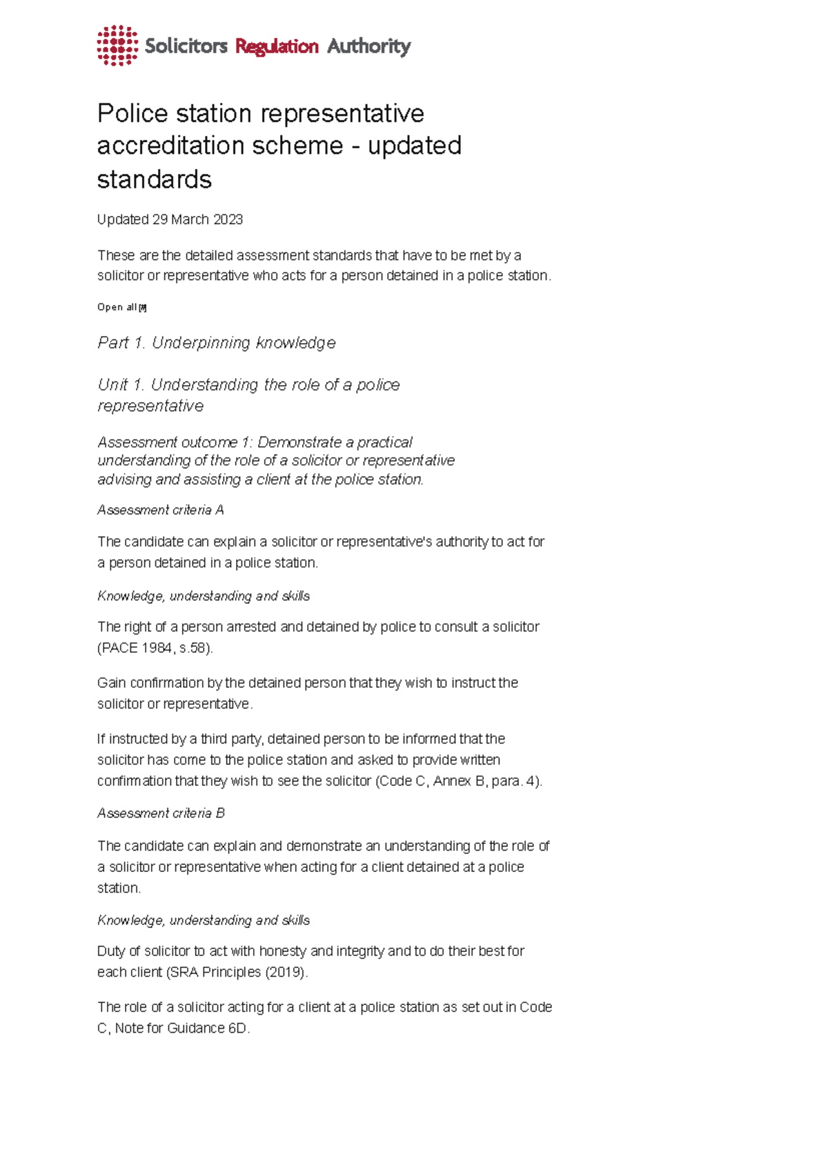 Police Station Representative Accreditation: Updated Standards Manual ...